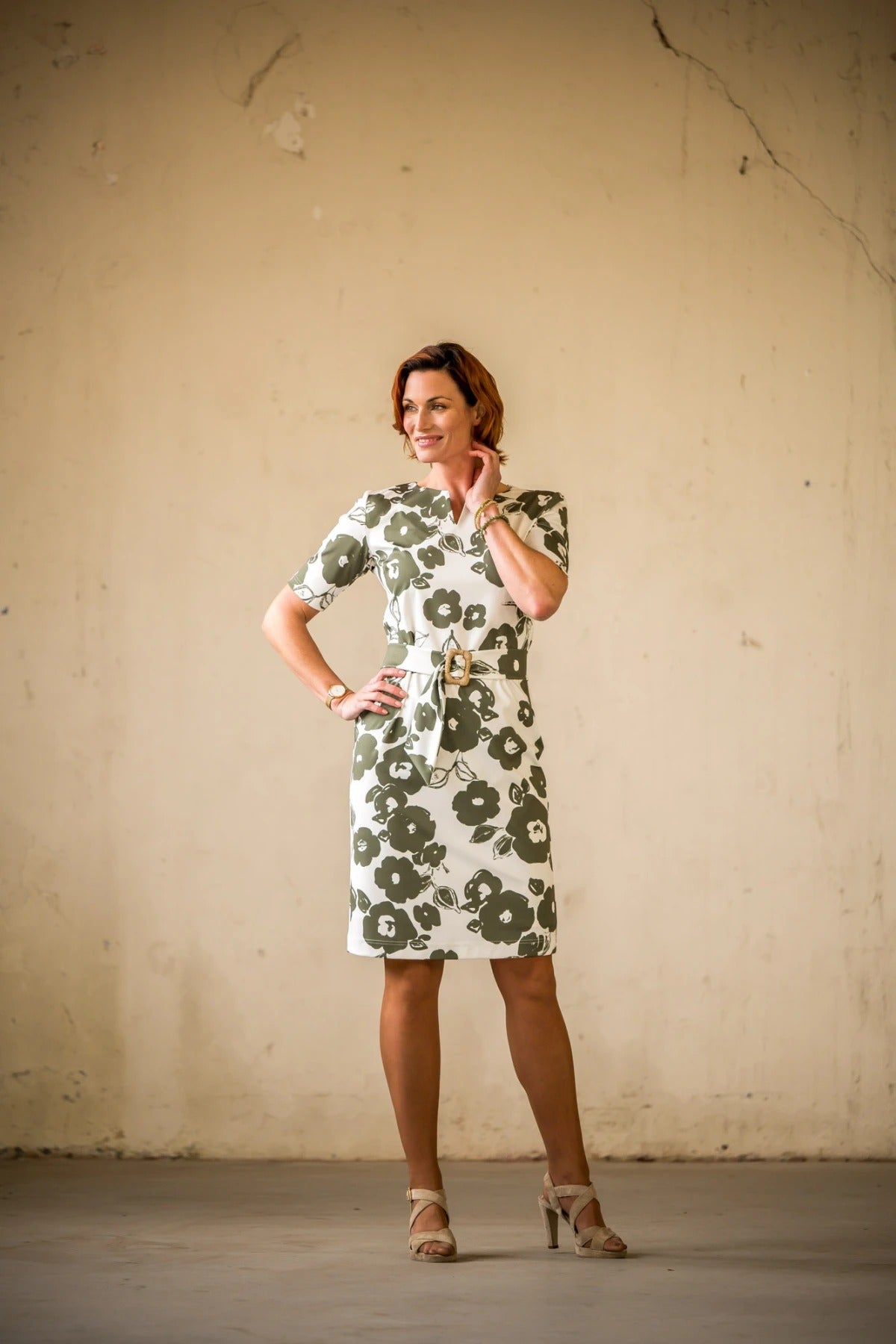 Jurk Anna Anna Bloem off-white groen – Village Collection